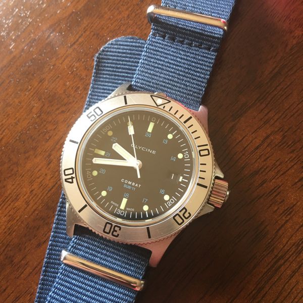 Rare no logo glycine combat sub silver bezel Full Set | WatchCharts