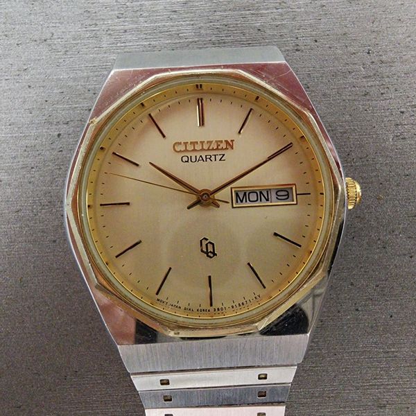 Citizen CQ Watch Men 35mm Champagne Dial Two Tone Day date Round New ...