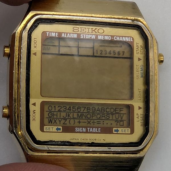 Vtg Seiko D409-5009 Gold Tone Digital Databank Watch - FOR PARTS OR ...