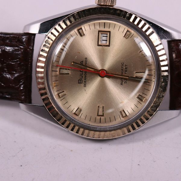 Bulova oceanographer automatic 333 feet diver gold fluted bezel N2 sea ...