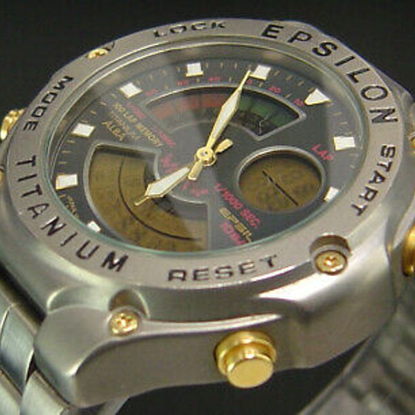 "Working" Seiko Alba Epsilon Titanium Analog Digital Quartz Mens Watch ...