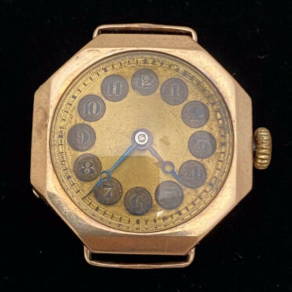 Antique Wilsdorf & Davis 9K Rose Gold Military Trench Watch Original ...