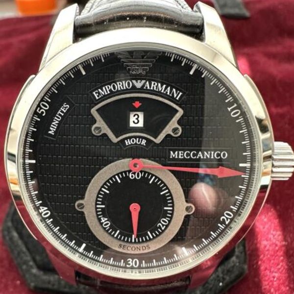 EMPORIO ARMANI MEN'S MECCANICO WATCH AR-4602 JUMP HOUR EXCELLENT ...