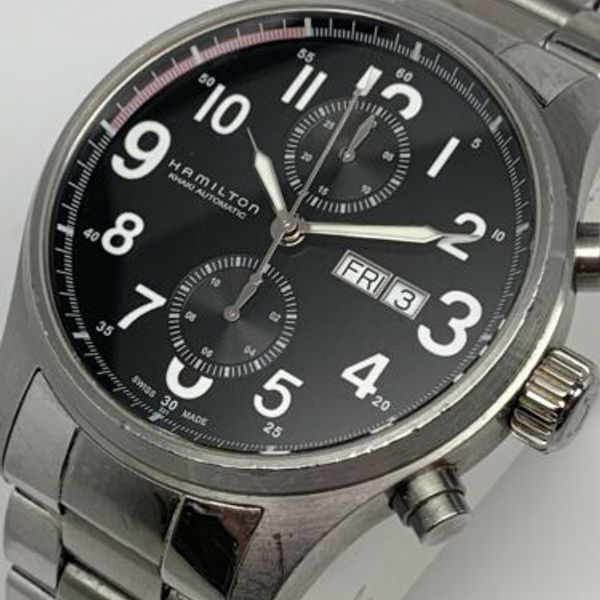 HAMILTON KHAKI Officer Swiss Automatic Chronograph ETA 7750 Valjoux ...