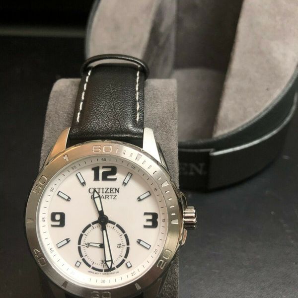 Citizen Men's Quartz 33mm Watch Leather Band Large Numbers 1045-S081386 ...