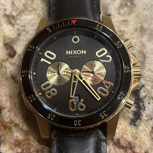 Nixon Ranger Chrono Stainless Steel Black/Gold 45mm Watch A549-513 Date ...