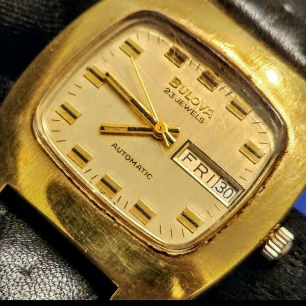 Bulova 1974 Vintage Automatic Day Date Tank Men's Watch | WatchCharts ...