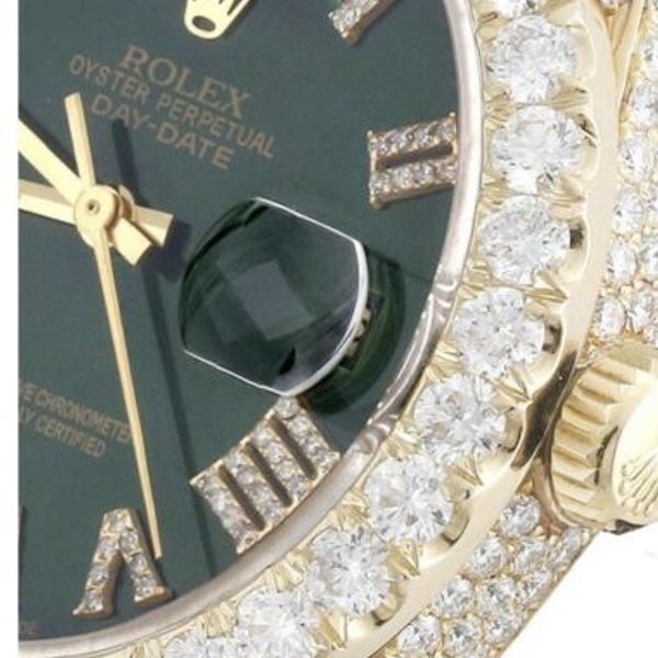 Rolex President Day Date 18038 Green Diamond Dial Bezel Band 18K Yellow ...