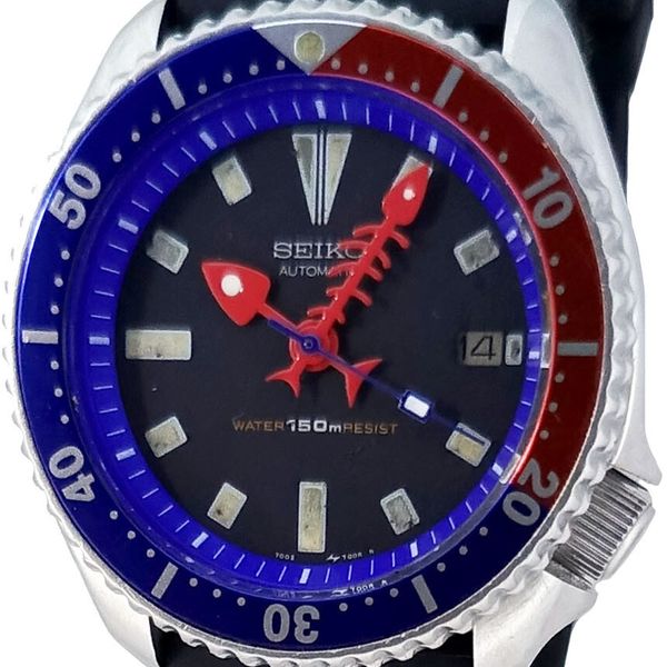 Custom MOD Vintage SEIKO diver "Fishbone" Set Genuine 7002 dial, case ...