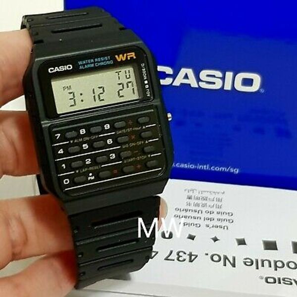 Casio Classic Calculator Black Rubber Men's Watch Digital Alarm CA-53W ...