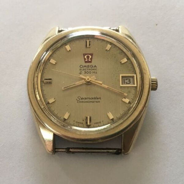 VINTAGE OMEGA SEAMASTER ELECTRONIC F 300Hz 36MM GOLD CAPPED MENS WATCH ...
