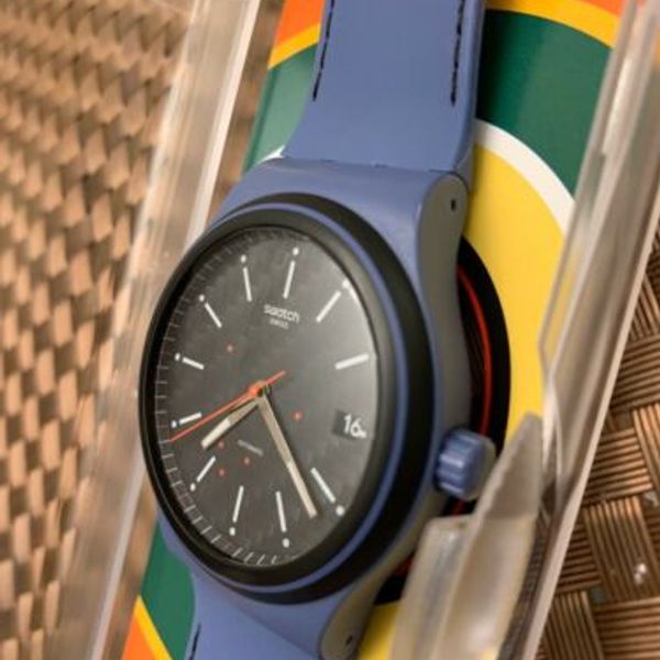 Swatch Originals Sistem Aqua Carbon Dial Blue Silicone Band Watch ...