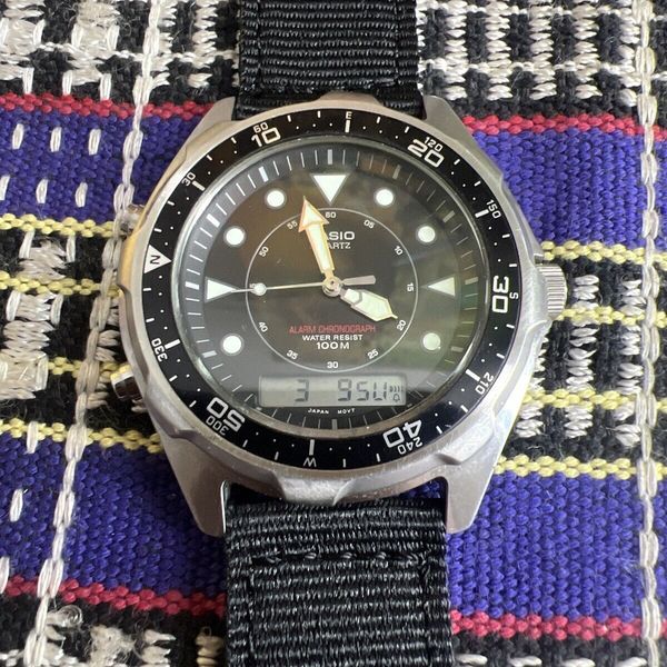 CASIO AMW-320R "ARNIE" CHRONOGRAPH BLACK DIAL MENS WRISTWATCH ...