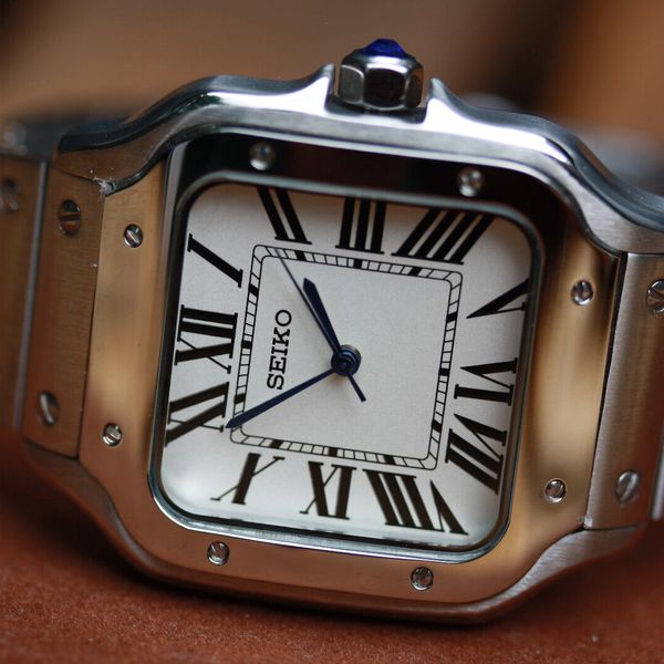 Mens White Dial "Santos" Homage Watch w/ Seiko NH35 Movement | WatchCharts