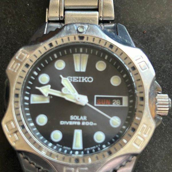 Seiko solar power divers watch 200m depth. Stainless steel face and ...
