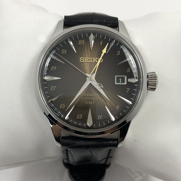 Seiko Presage Cocktail Time GMT Automatic Leather Strap Men's Watch ...