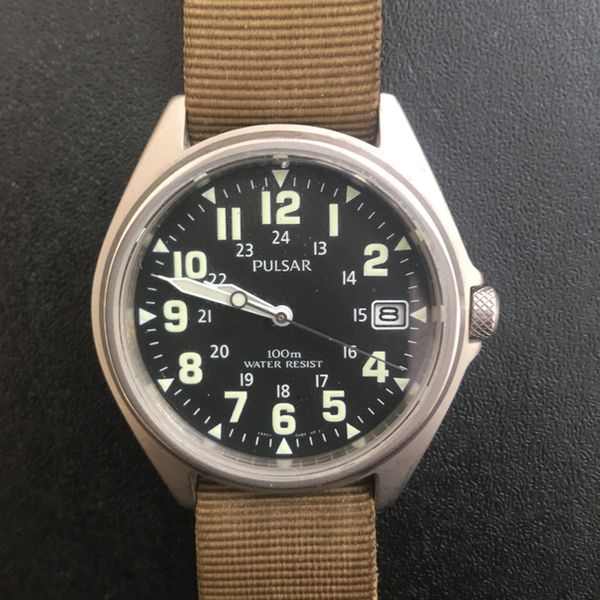 Pulsar Quartz Field Watch- Black Dial- Military PXH035 | WatchCharts
