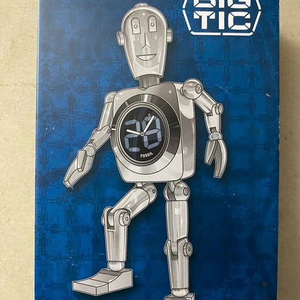 Fossil Big Tic robot watch /with base and new battery. In tin container | WatchCharts Marketplace
