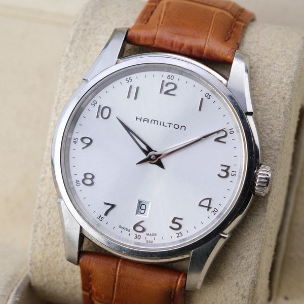 Hamilton Jazzmaster Thinline H385111 Silver Men's Watch Quartz Worn ...