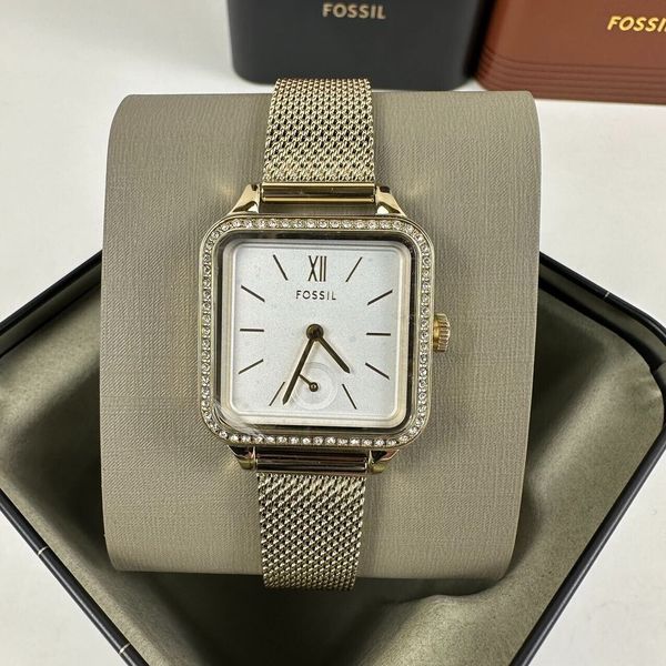 Fossil Women Colleen Gold-Tone Three-Hand Stainless Steel Mesh Watch ...