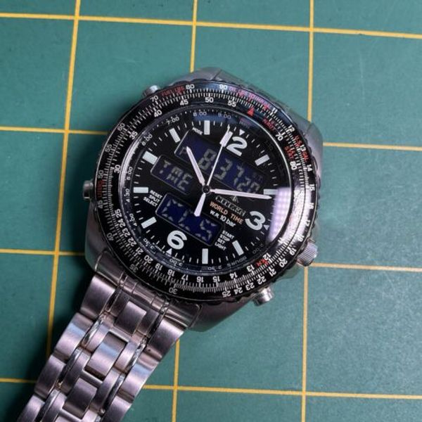 CITIZEN WORLD TIME PROMASTER C460 ANA DIGI MENS WATCH Japan 39 ...