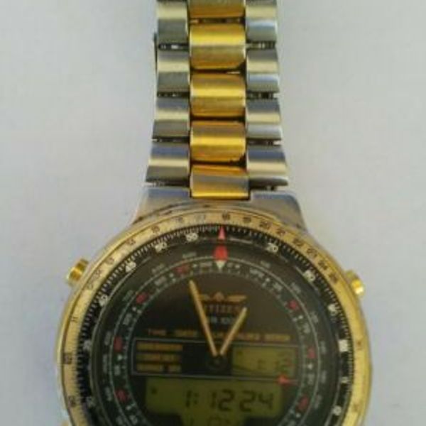 Vintage Citizen C080 Pilot Aviator Wingman WR100 World Time Digital ...