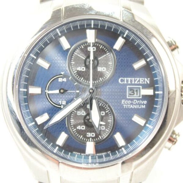 Mens Citizen Eco Drive wrist watch Titanium Chronograph B612 Date ...