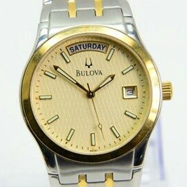 Bulova Two Tone Quartz Stainless Steel Date / Calendar 36MM 98C60 ...