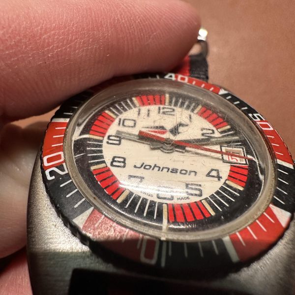 [WTS] rare Johnson motors black/red diving style watch 1970s ...