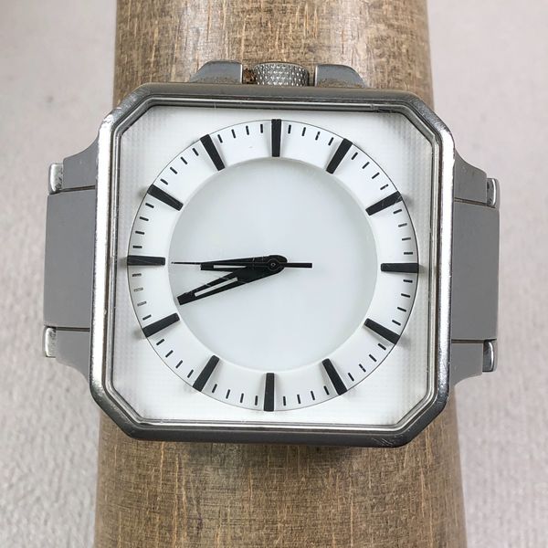 Nixon Platform Men 12H Fashion Silver Tone Square Quartz Analog 42mm ...