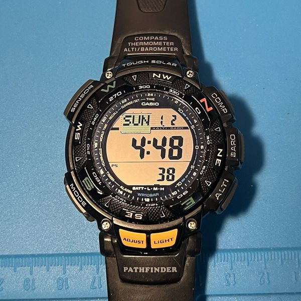 Casio Pathfinder Alti Baro Compass Tough Solar Men's Black Watch 3246 ...