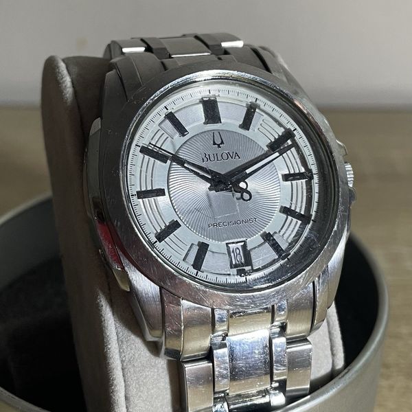 RARE Discontinued Bulova Precisionist C877654 Silver 45mm Menâ s Watch ...