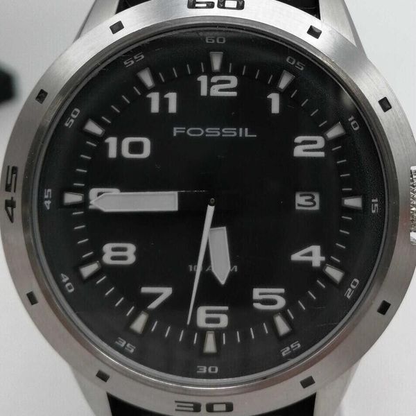 FOSSIL Mens QUARTZ ANALOG Diver Stainless Steel WATCH Black AM-4239 ...