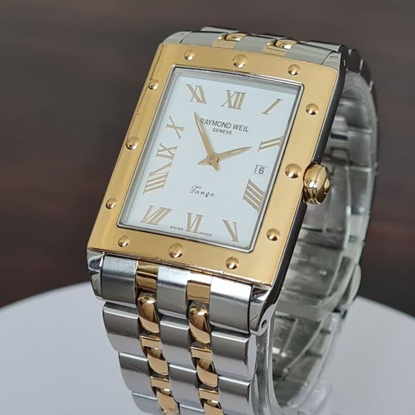 Gents Swiss Made Raymond Weil Tango 5381 Gold and Steel Tank Watch with ...