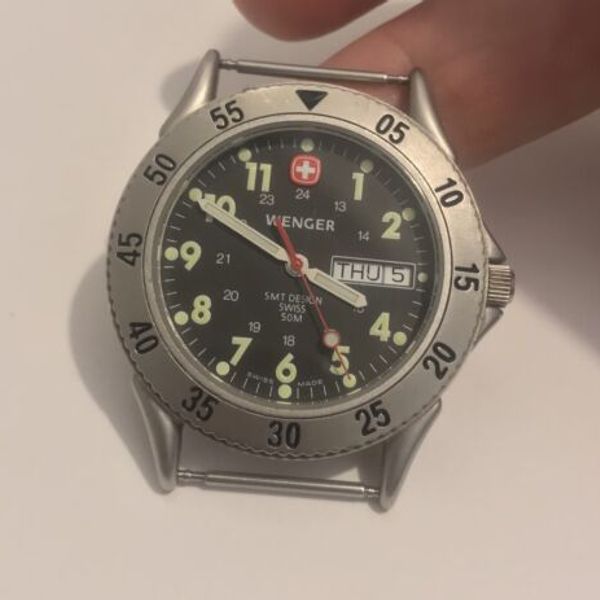 Wenger Swiss Army SMT 096 0636 Stainless Steel Men’s Watch WORKS GREAT ...