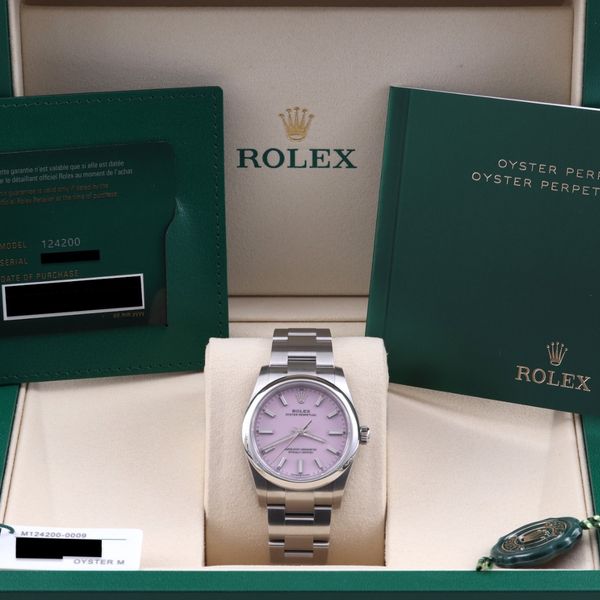 Rolex 2025 Oyster Perpetual 34 Candy Pink Oyster Box/Papers/Card 124200 ...