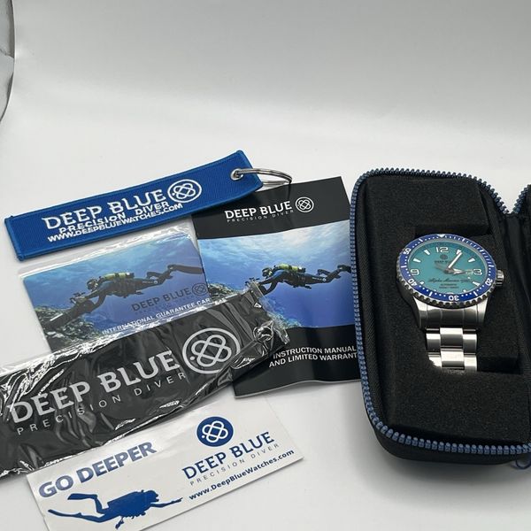 Deep Blue Alpha Marine 500 Menâ s Automatic Watch - Full Blue Lume Dial ...