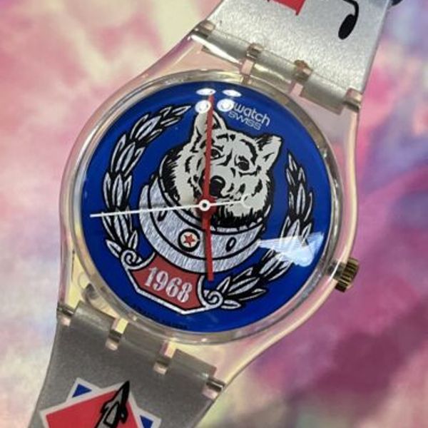 New Vintage 1995 GK200 SPACE DOG Swatch Watch 34mm Gents 95 In Case ...