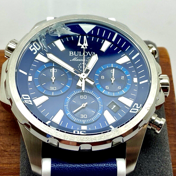 Bulova Men's Watch 96B287 Marine Star Chronograph Quartz Blue Dial 43mm ...