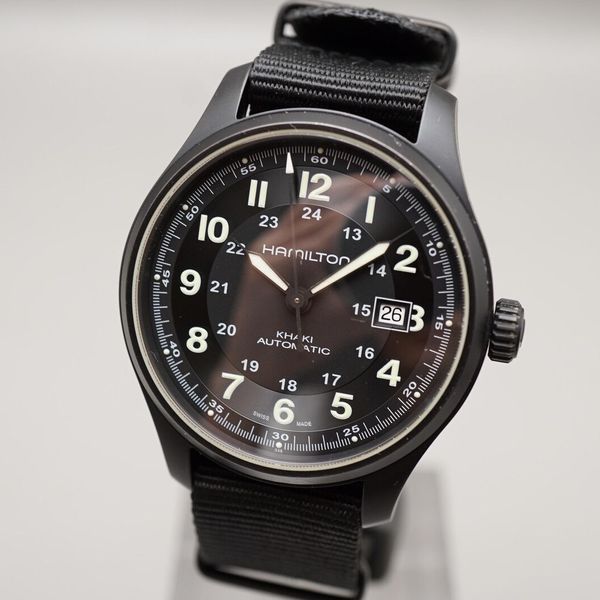 Hamilton Khaki Field H70575733 PVD Black Titanium Automatic Swiss Watch ...