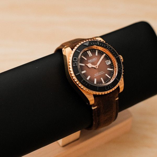 Seiko Rose Gold Divers Custom Mod Sunburst Dial Ceramic Bezel 1 of 1 ...