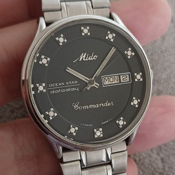MIDO COMMANDER OCEAN STAR DATODAY MODEL 8459 BLACK DIAL AUTOMATIC SWISS ...