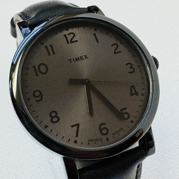 Timex Big Face Easy Reader 42mm Men's Indiglo Watch Black Black Leather ...