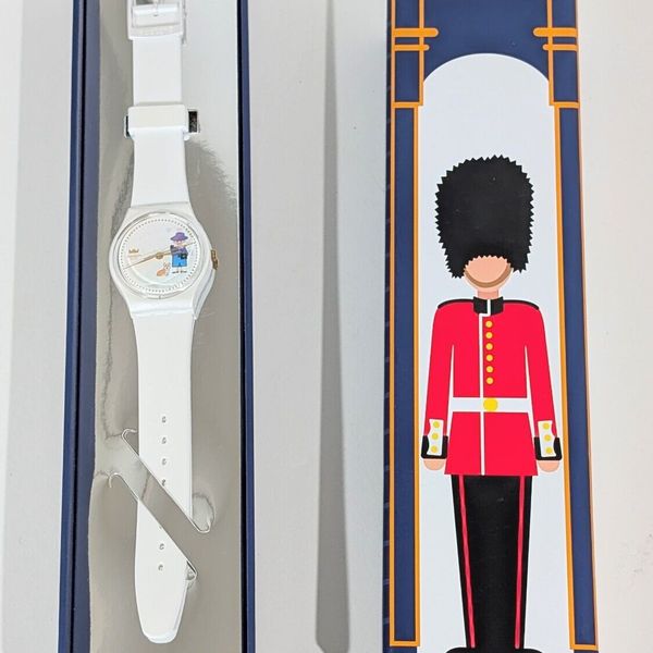 Swatch How Majestic White Unisex Adults Watch - GZ711 Queen Elizabeth ...