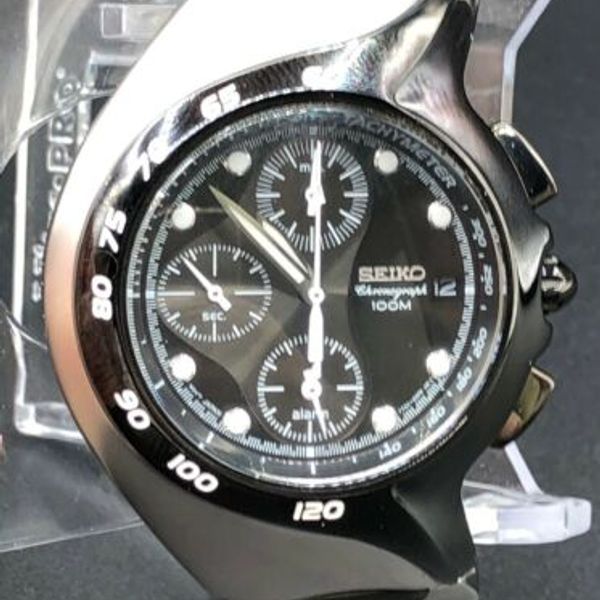 RARE Men’s Seiko Chronograph Watch SNA061 7T62-0AMO Black Stainless ...
