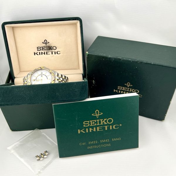 Seiko Kinetic 5M43-0A70 Mens Watch Double Box Manuel Running Keeping ...
