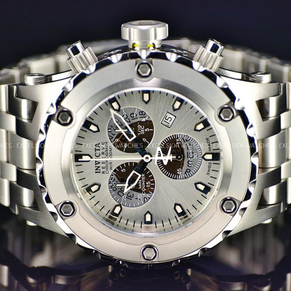 RARE Invicta 50mm Subaqua Swiss Made ETA 251.272 Chrono 22 Jewel Silver ...