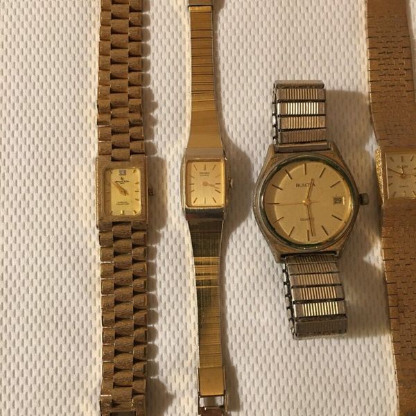 Watch Lot of 6 Quartz Seiko Bulova Elgin Jacques Edho Thames & York ...