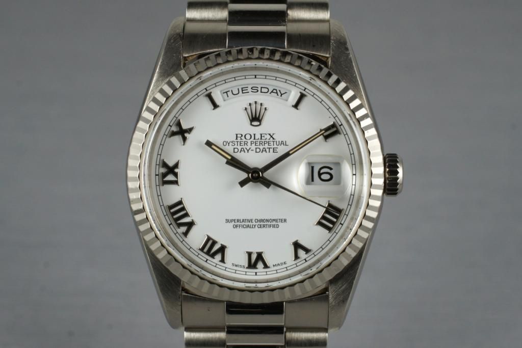FS: 1999 Rolex WG Day-Date Ref: 18239 with White Roman Dial ...