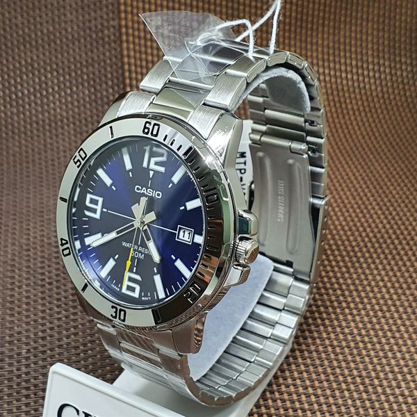 Casio MTP-VD01D-2B Enticer Series Analog Blue Dial Stainless Steel Men's Watch | WatchCharts ...